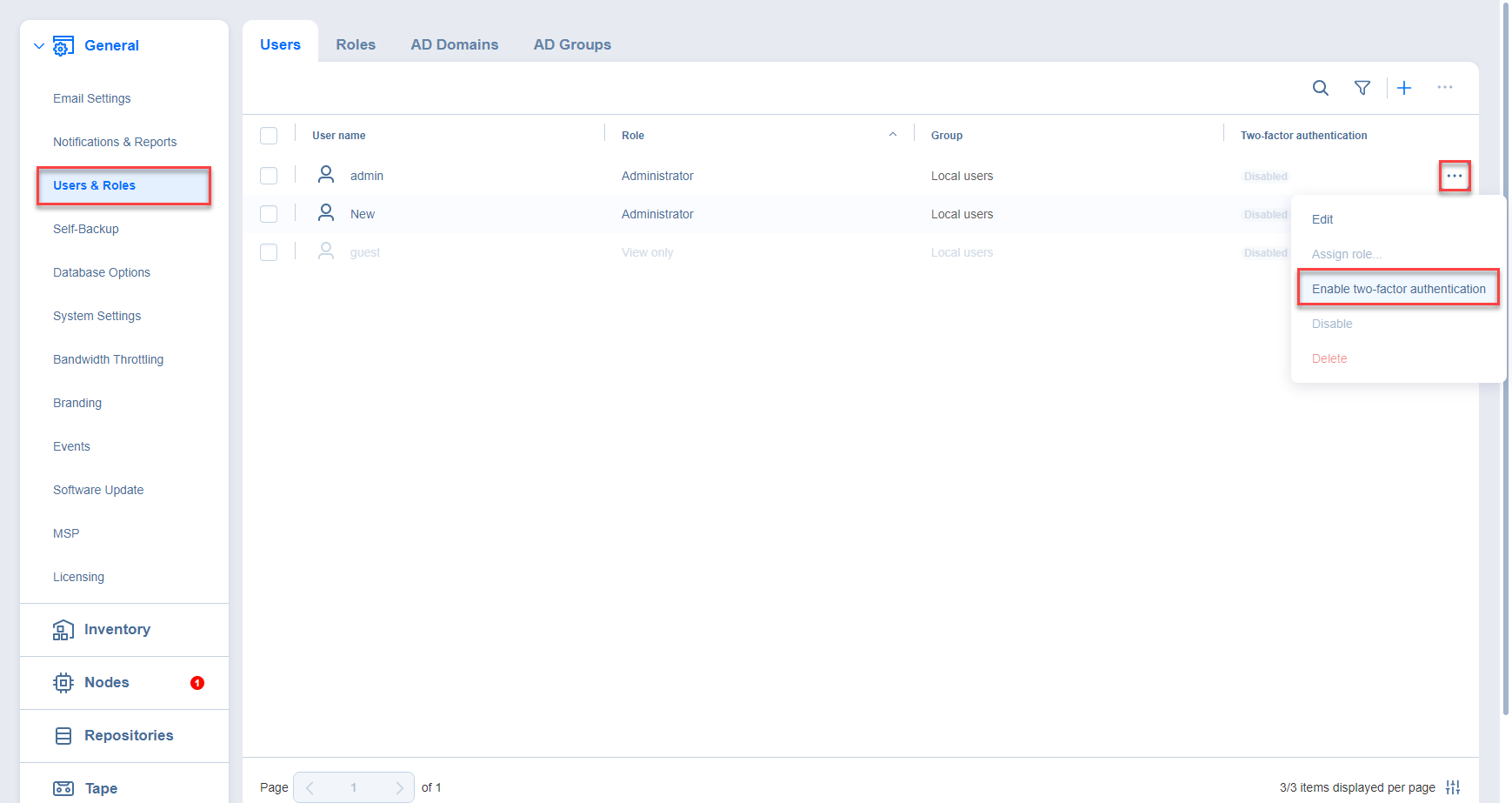 Enabling Two-Factor Authentication